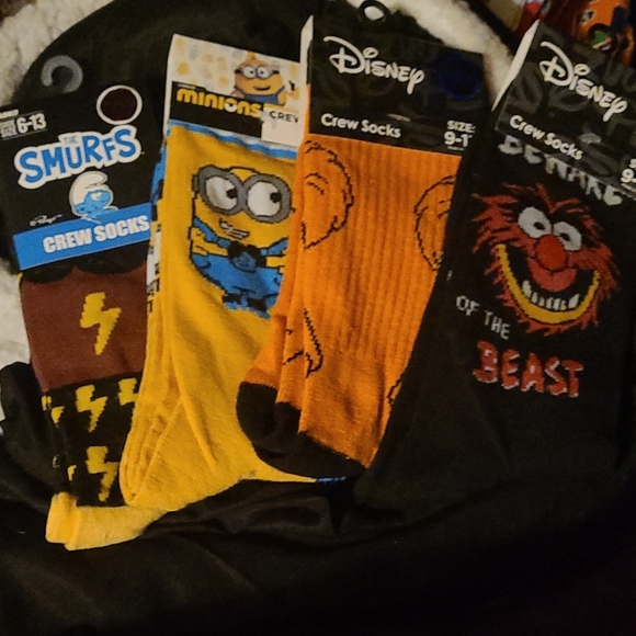 Disney | Underwear & Socks | Disney Crew Socks Black And Orange Anomal ...